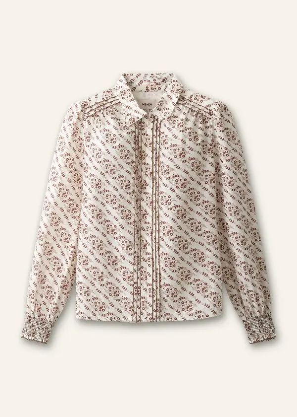 ME+EM Diagonal Floral Print Silk Cotton Blouse