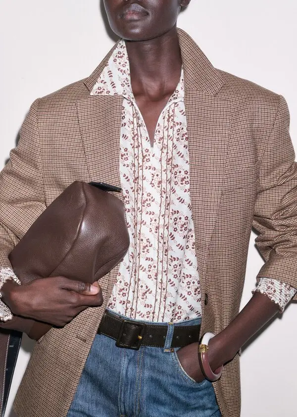 ME+EM Diagonal Floral Print Silk Cotton Blouse