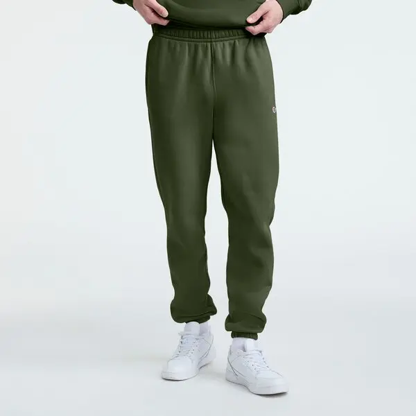 Champion Powerblend Sweatpants, Cinched Bottom, C Logo - Chive