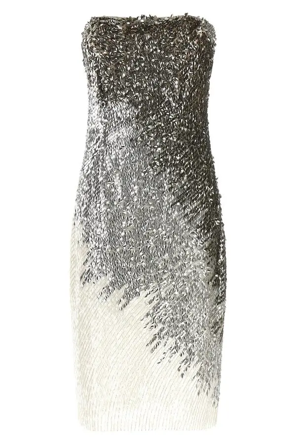 Elisabetta Franchi Metallic Tulle Dress - Silver
