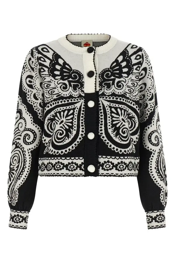 Farm Rio Arabesque' Cardigan - White/black