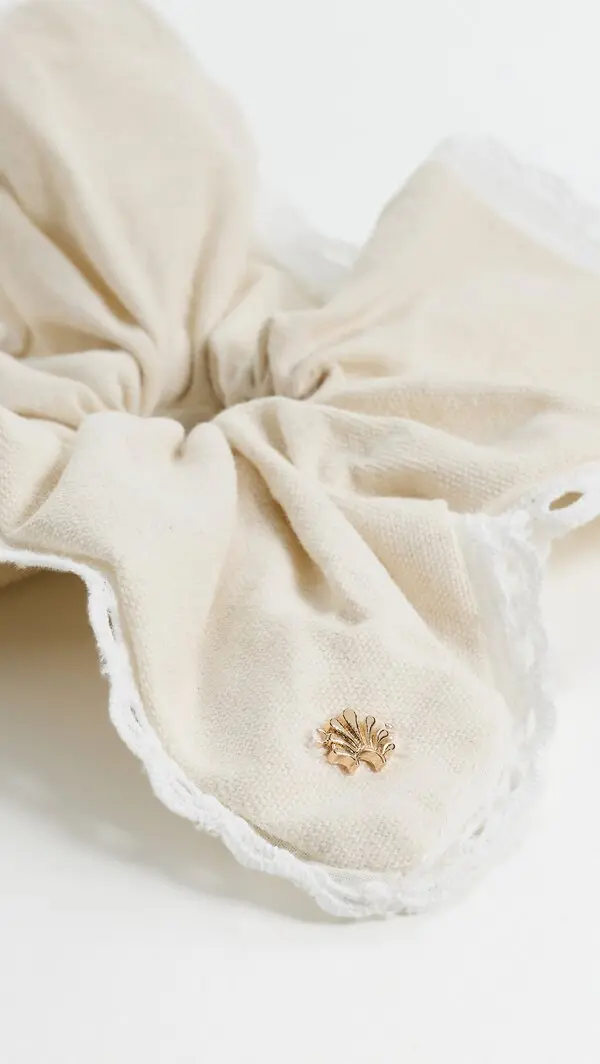 Lele Sadoughi Eyelet Trim Linen Scrunchie