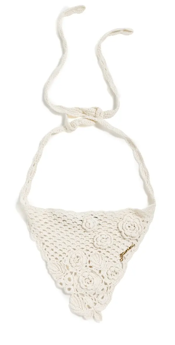 GANNI Crochet Head Scarf - Egret