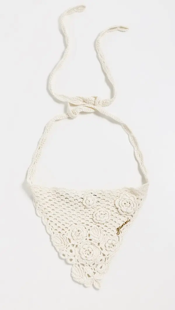 GANNI Crochet Head Scarf - Egret