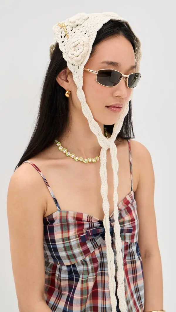 GANNI Crochet Head Scarf - Egret