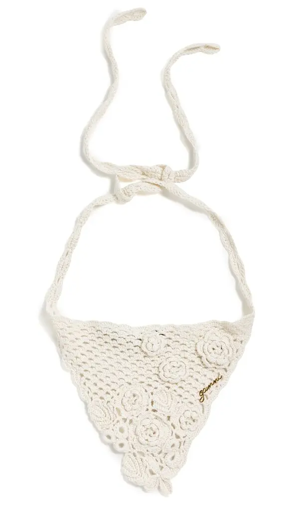 GANNI Crochet Head Scarf - Egret