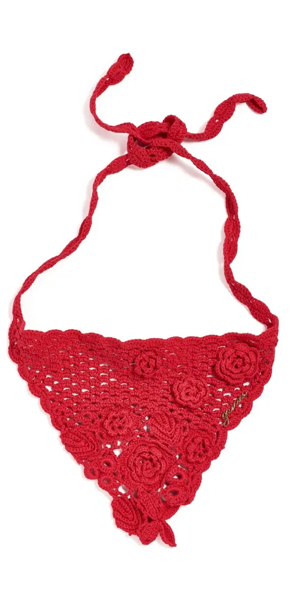 GANNI Crochet Head Scarf - Goji Berry