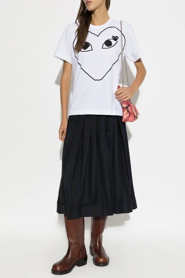 Play Comme Des Garcon Cotton T-shirt With Logo Patch