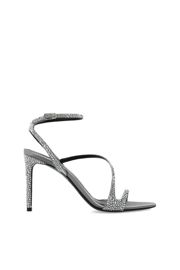 Alexander McQueen Embellished Crystal Heeled Sandals - Silver