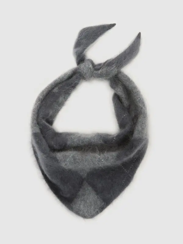 REISS Celeste Brushed-cashmere Argyle-knit Neck-tie Scarf