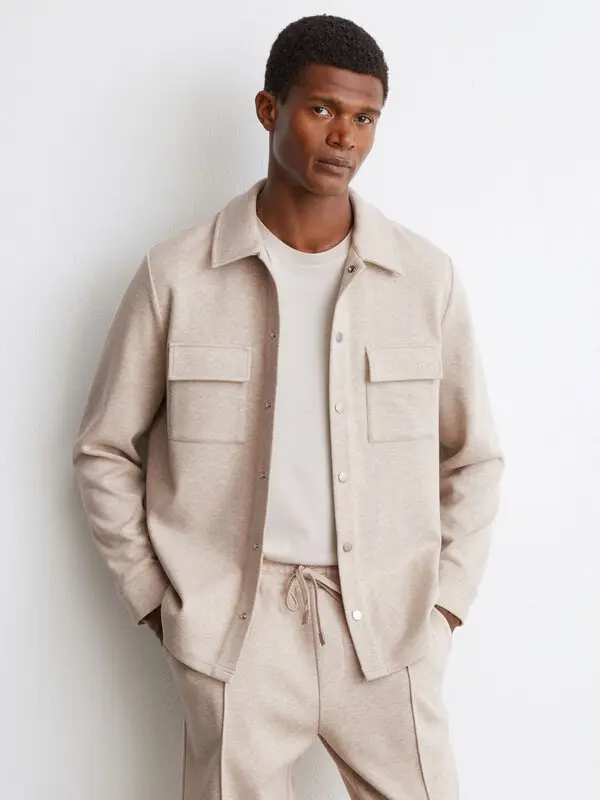 REISS Stellan Herringbone Twin-pocket Overshirt