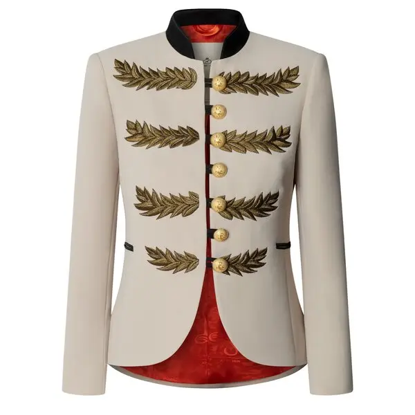 THE EXTREME COLLECTION Neutrals / Beige Embroidered Blazer Renata Love - Gold