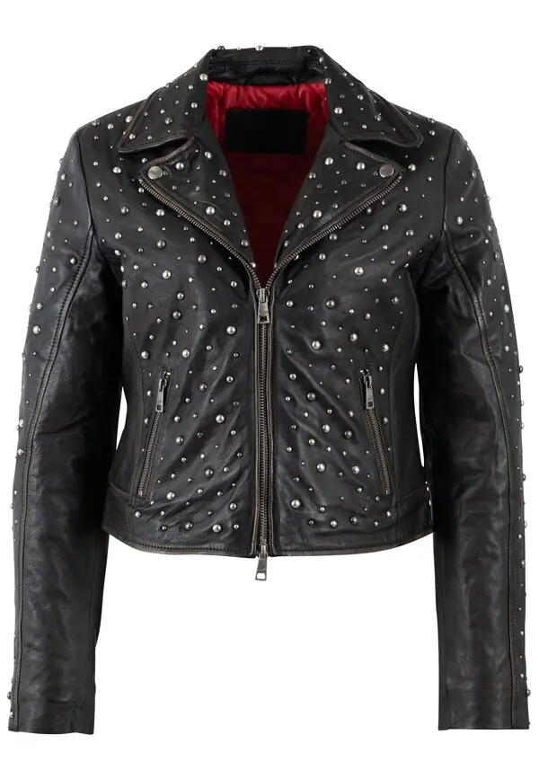 Mauritius Embellished Lambskin Leather Jacket Roxanne