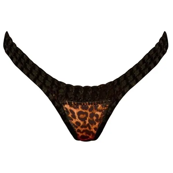LUXSEA SWIMWEAR Renae Leopard Print Crochet Bikini Bottom