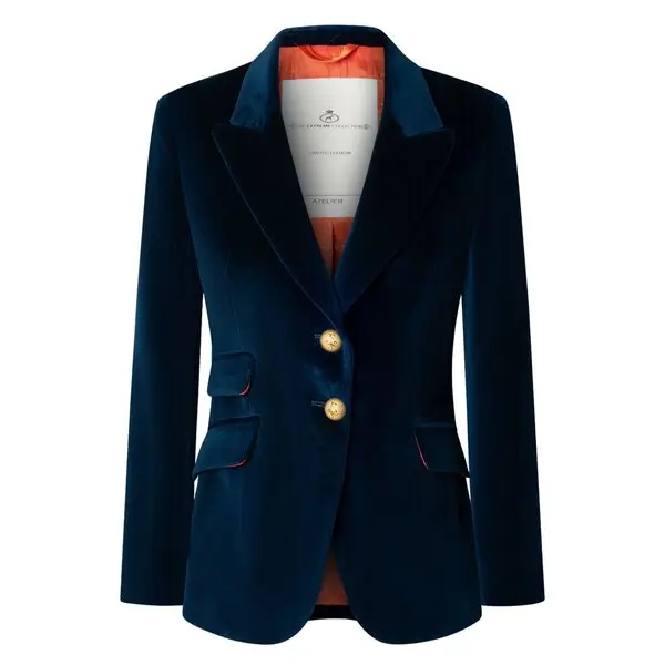 THE EXTREME COLLECTION Velvet Blazer Oliva - Blue