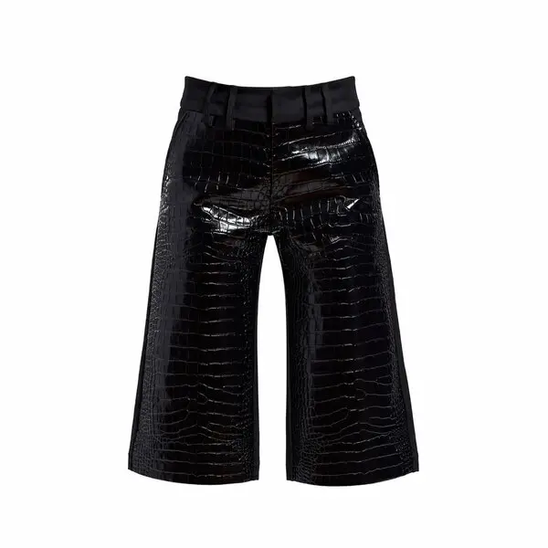 HEDARE Capri Crocodile Emboss Leather Trousers