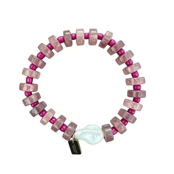 CHRISTINA GREENE Joyful Heart Baroque Pearl Beaded Bracelet - Pink
