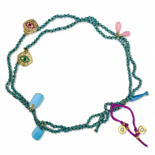 Persia Donà Jewelry Sparkling Gems X Charms Necklace - Green