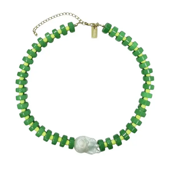 CHRISTINA GREENE Evergreen Baroque Pearl Beaded Necklace - Green