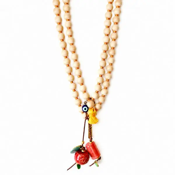 Persia Donà Jewelry Neutrals / Sandalwood X Mala Necklace - Orange