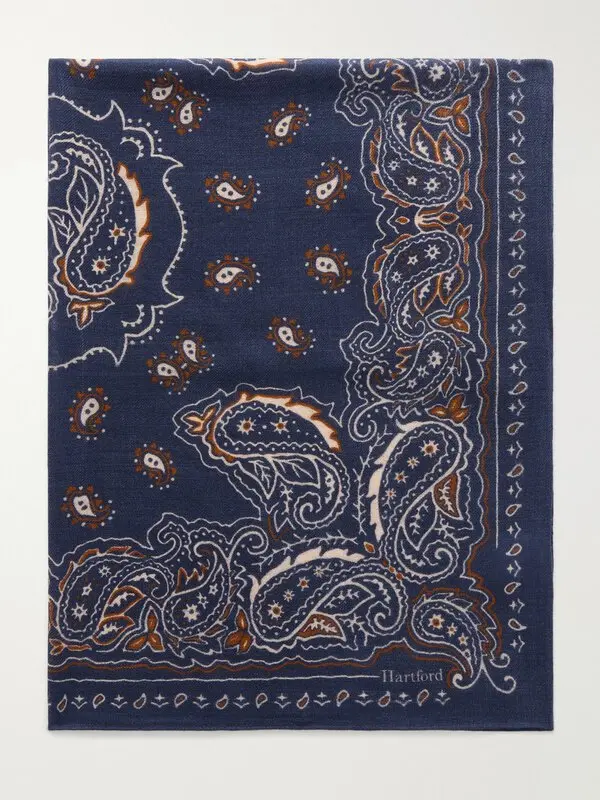 Hartford Printed Wool Scarf - Blue