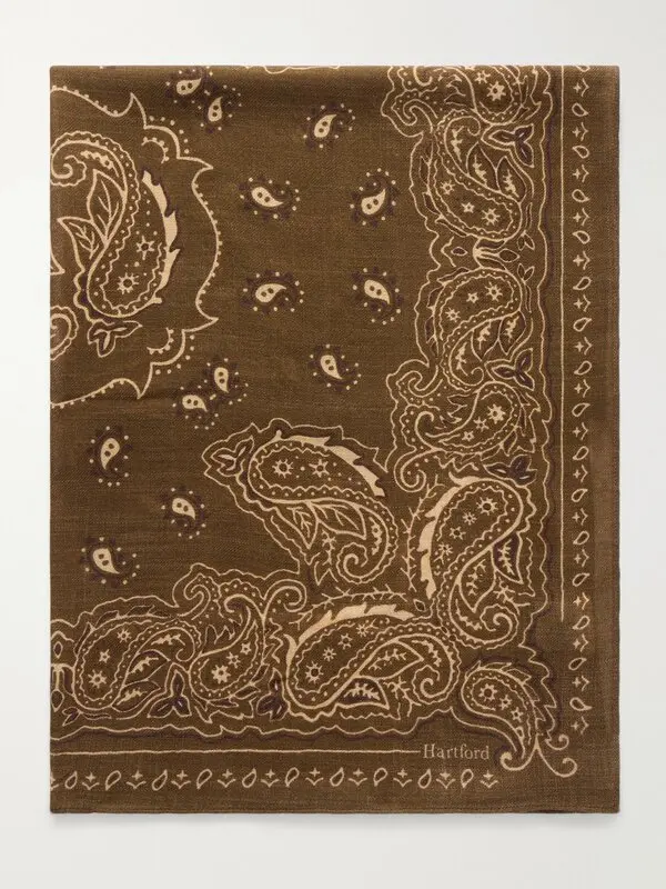 Hartford Printed Wool Scarf - Green