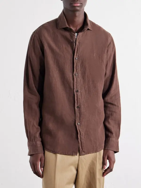 Polo Ralph Lauren Logo-embroidered Linen Shirt - Brown