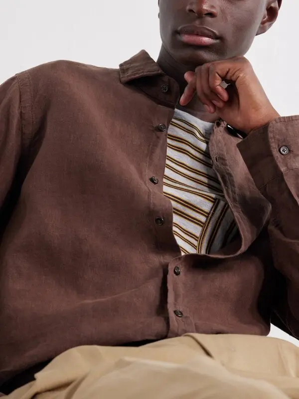 Polo Ralph Lauren Logo-embroidered Linen Shirt - Brown