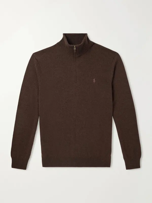 Polo Ralph Lauren Wool Quarter Zip Sweater - Brown