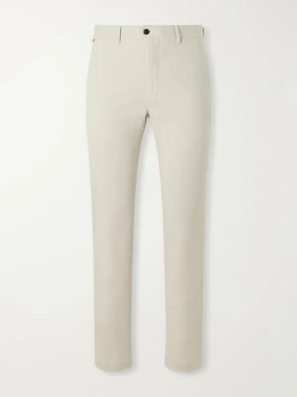 SLOWEAR Straight-leg Cotton-blend Twill Trousers - Neutrals