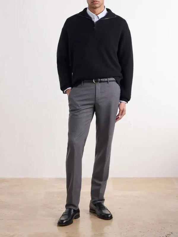 SLOWEAR Straight-leg Wool-blend Tekno Flannel Trousers
