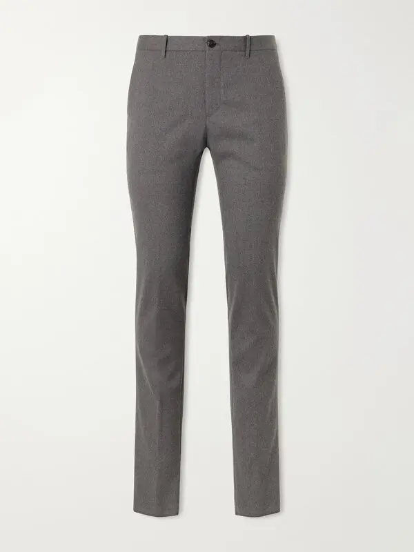 SLOWEAR Straight-leg Wool-blend Tekno Flannel Trousers - Gray