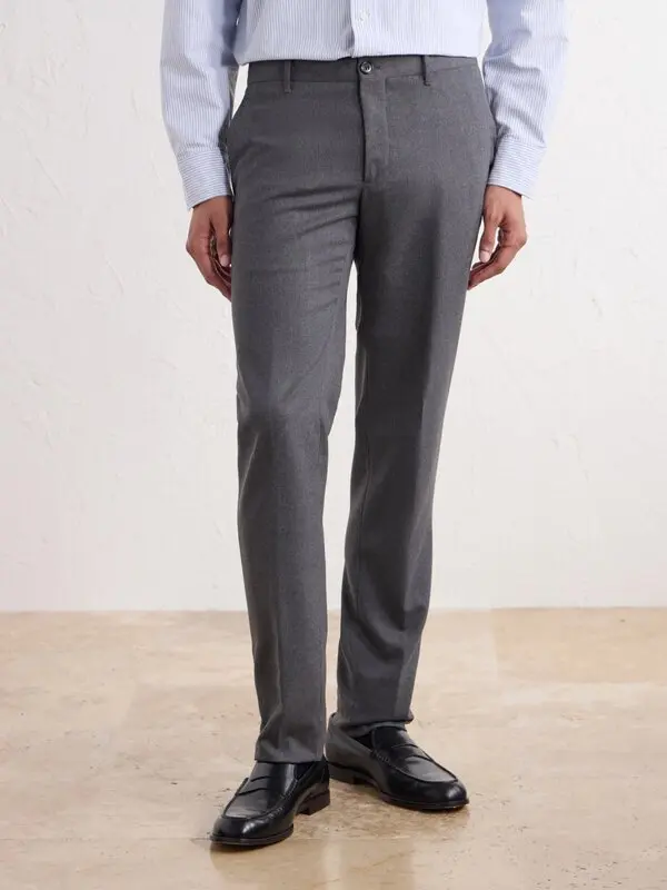 SLOWEAR Straight-leg Wool-blend Tekno Flannel Trousers - Gray