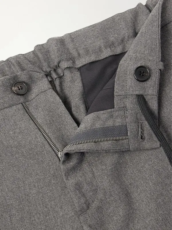 SLOWEAR Straight-leg Wool-blend Tekno Flannel Trousers - Gray