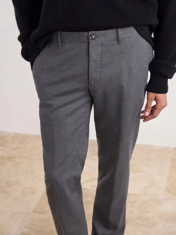 SLOWEAR Straight-leg Wool-blend Tekno Flannel Trousers - Gray