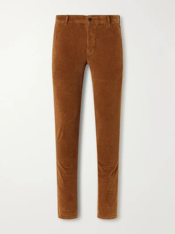SLOWEAR Straight-leg Cotton-blend Corduroy Trousers - Brown