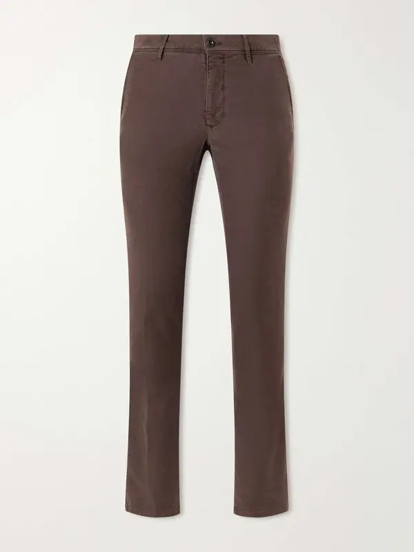 SLOWEAR Slim-fit Straight-leg Stretch-cotton Trousers