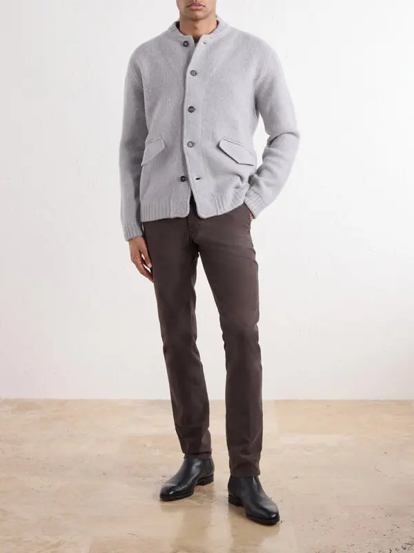 SLOWEAR Slim-fit Straight-leg Stretch-cotton Trousers - Brown