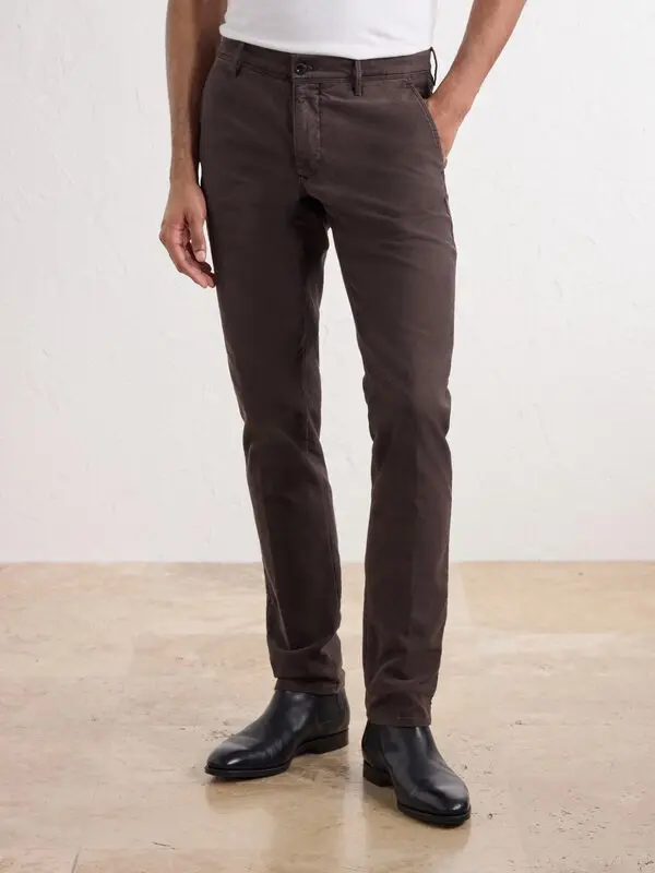 SLOWEAR Slim-fit Straight-leg Stretch-cotton Trousers - Brown
