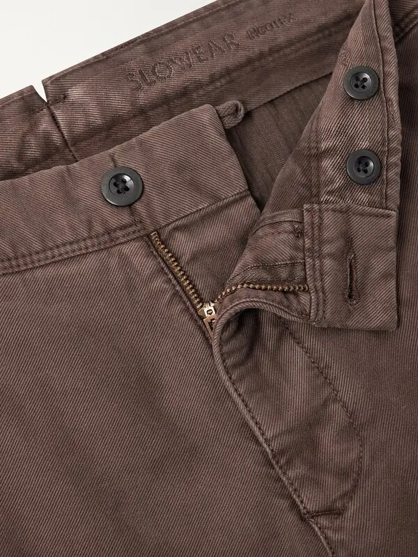 SLOWEAR Slim-fit Straight-leg Stretch-cotton Trousers - Brown