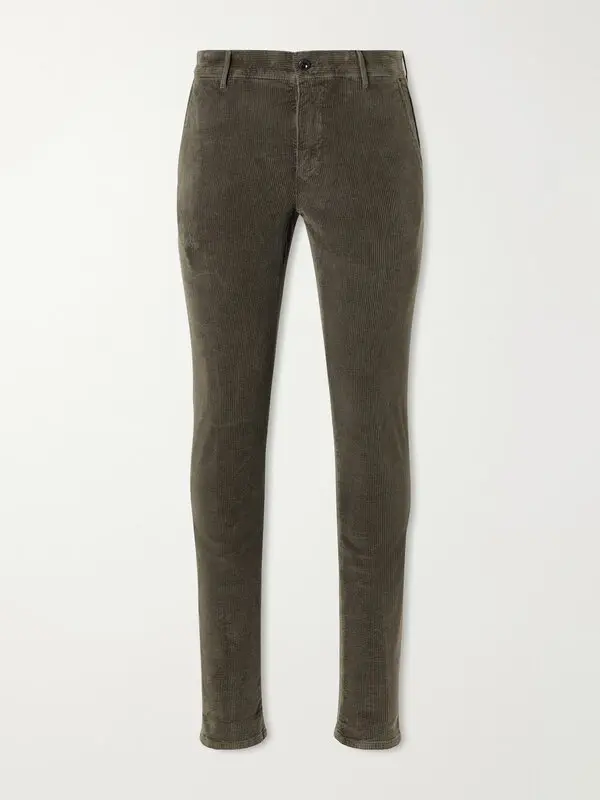 SLOWEAR Straight-leg Cotton-blend Corduroy Trousers - Green