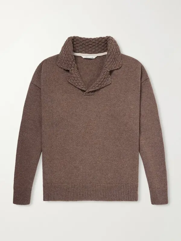 A KIND OF GUISE Palano Alpaca And Merino Wool-blend Polo Shirt - Brown