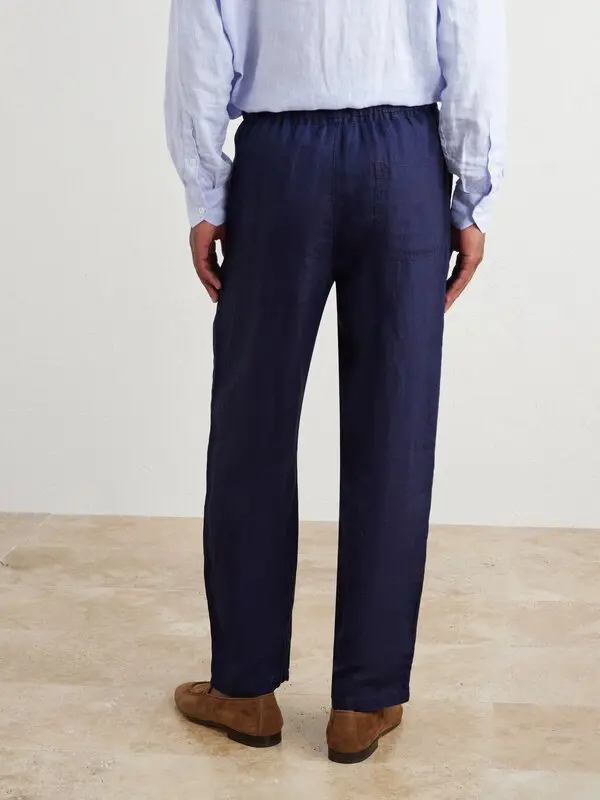FRAME Linen Drawstring Straight-leg Trousers
