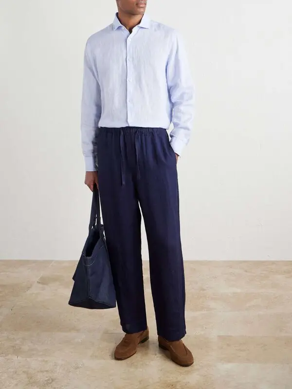 FRAME Straight-leg Linen Drawstring Trousers