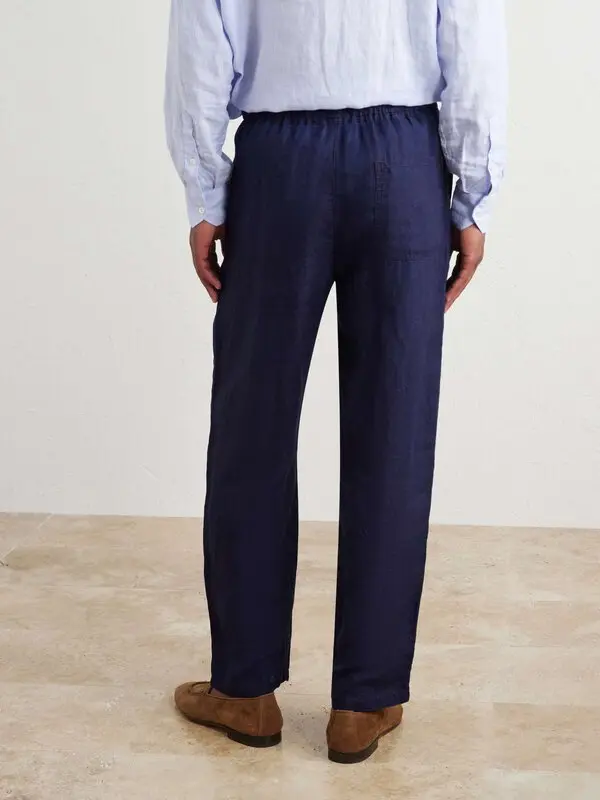 FRAME Straight-leg Linen Drawstring Trousers