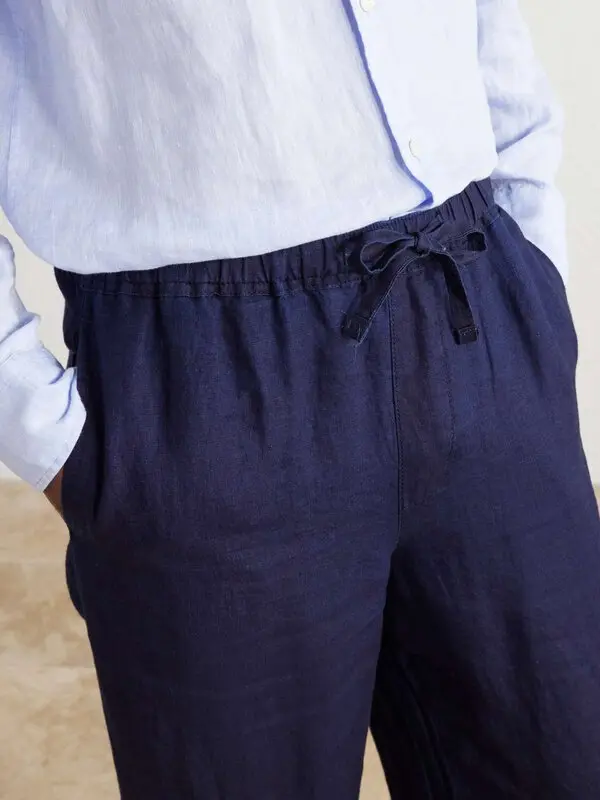 FRAME Straight-leg Linen Drawstring Trousers