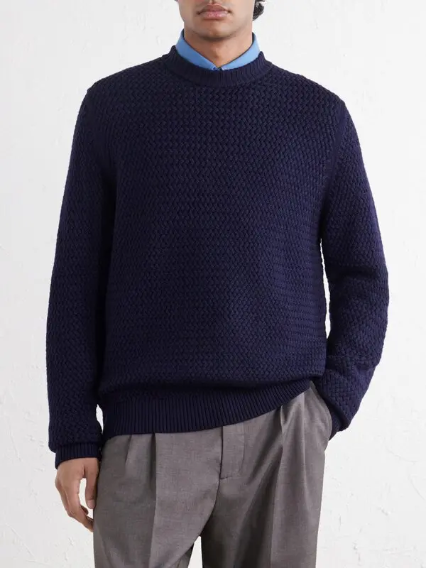 Sunspel Merino Wool Basketweave Sweater