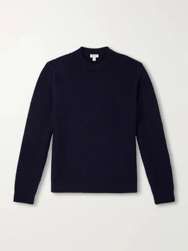 Sunspel Merino Wool-basketweave Sweater