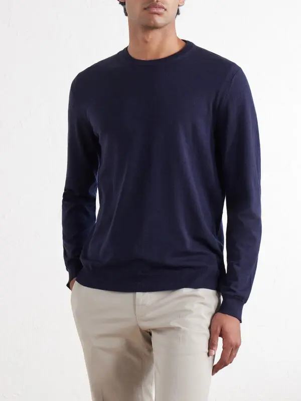 SLOWEAR Slim-fit Flexwool Crewneck Sweater - Blue