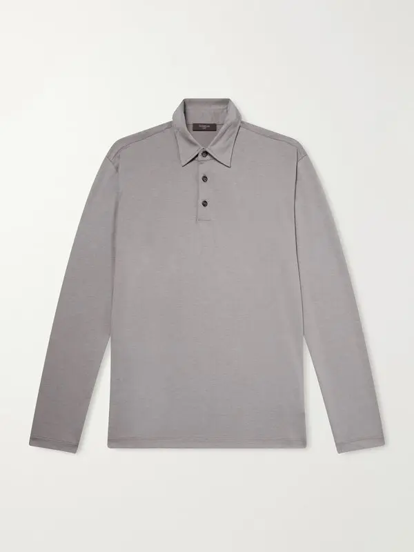 SLOWEAR Zanone Cotton And Silk-blend Jersey Polo Shirt